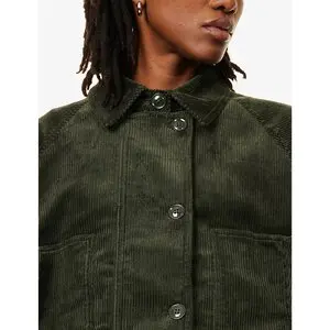 Paige Tylee Patch-Pocket Stretch-Corduroy Jacket - Dark Fern Green